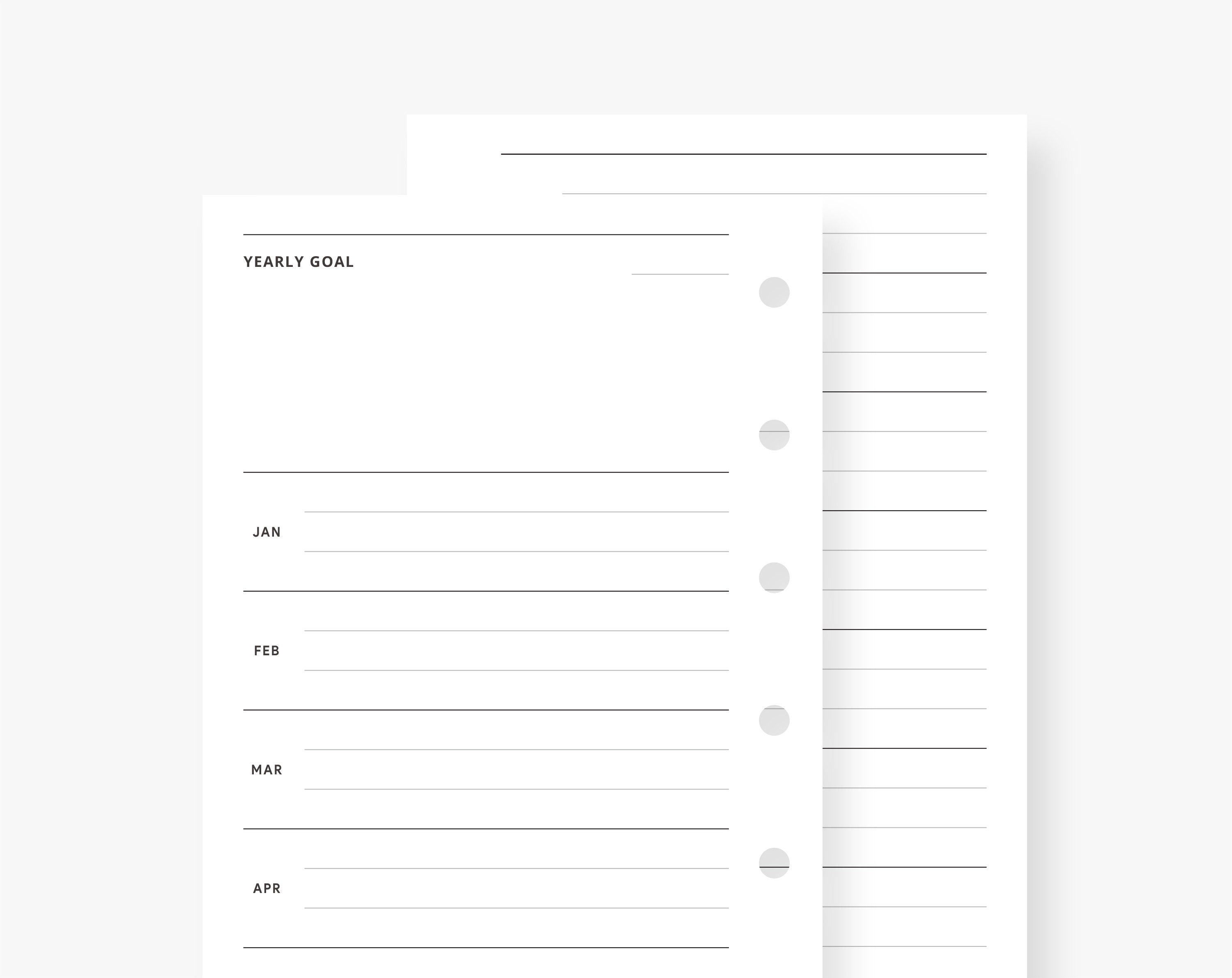 Pocket Inserts : Year at a Glance Yearly Planner Printable | Etsy