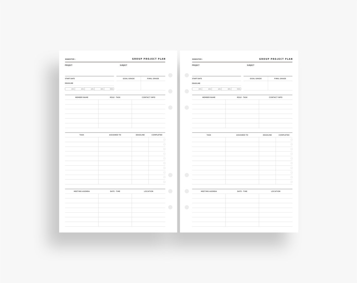 Group Project Planner Printable Academic Planner Student | Etsy