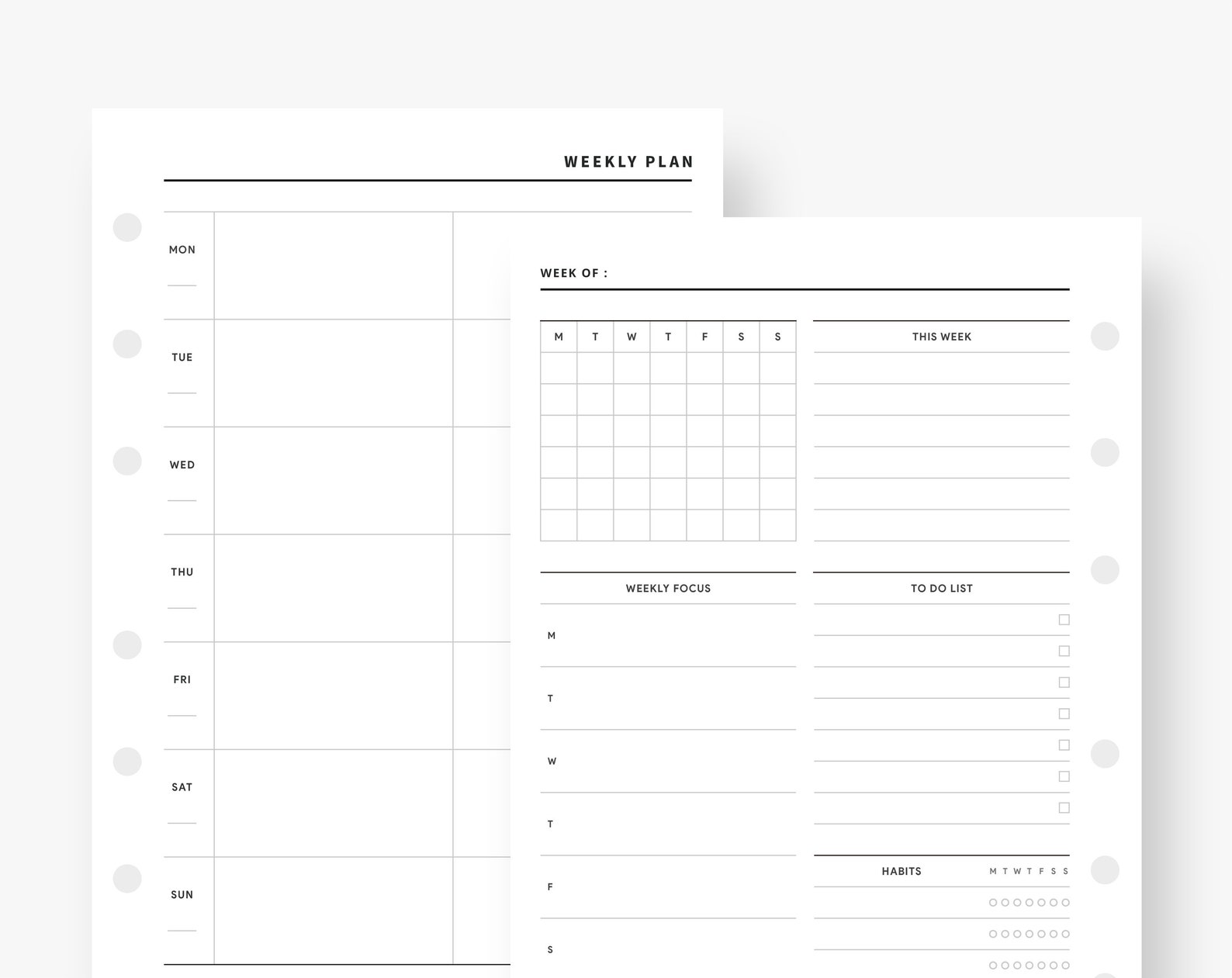 Week at a Glance, Week on Two Pages, Weekly Overview, Weekly Habit ...
