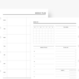 Week at a Glance, Week on Two Pages, Weekly Overview, Weekly Habit ...