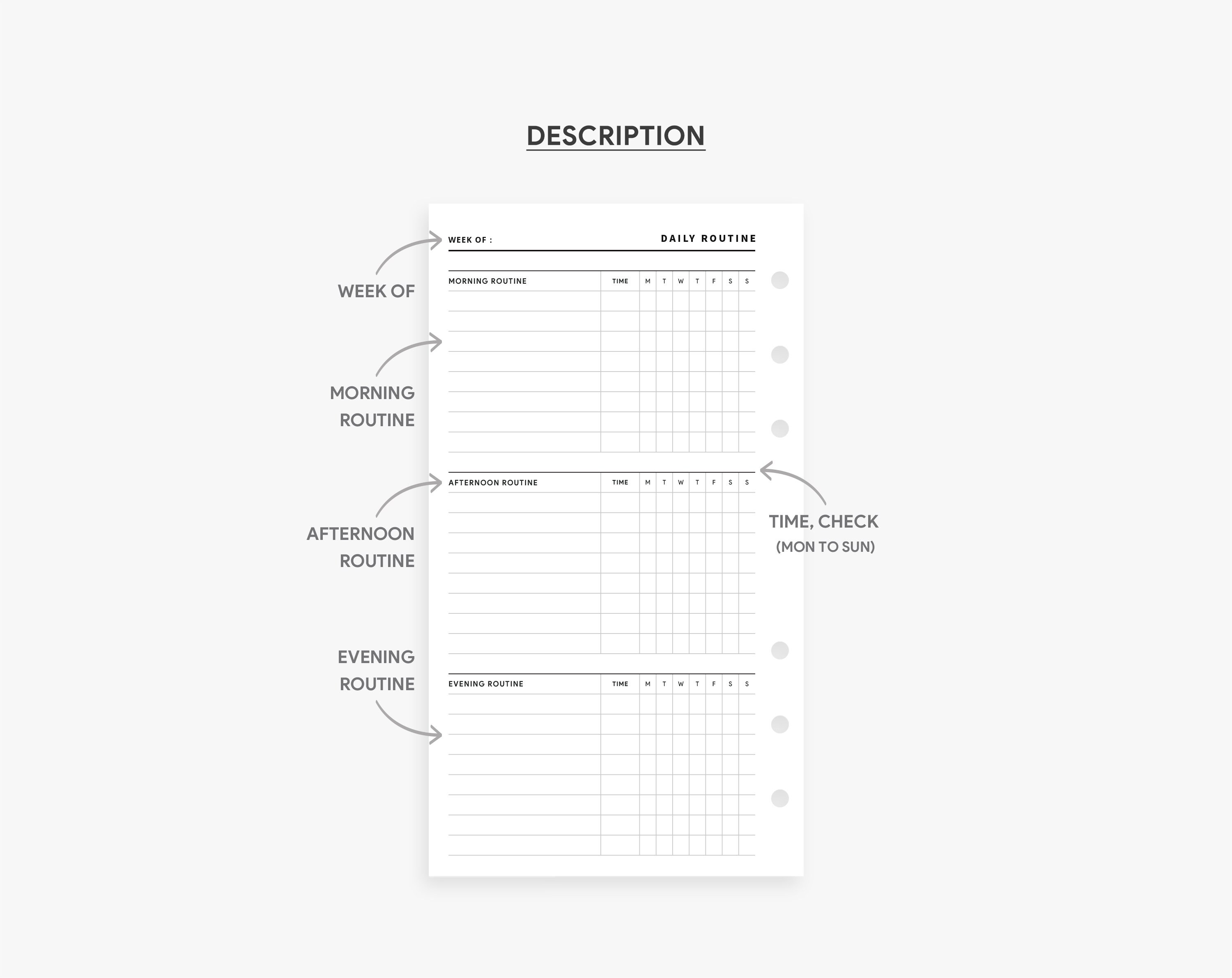 Personal Inserts : Daily Routine Routine Checklist Planner - Etsy