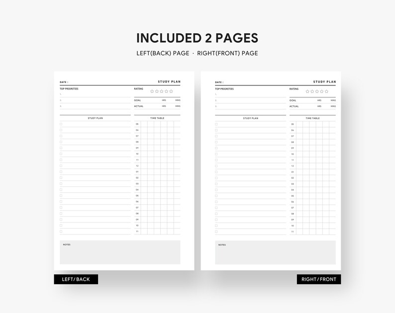 Study Planner Printable, Personal Wide Inserts, Student Planner, Academic Planner, 10 Minute ...