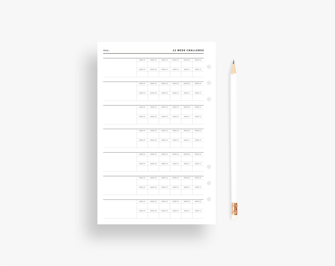 12 Week Challenge Tracker Printable 12 Week Planner Habit - Etsy