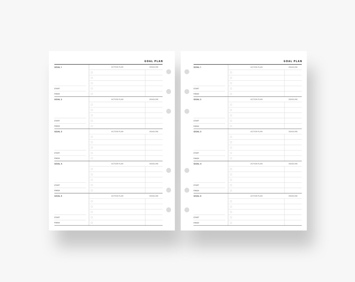 Goal Planner Printable Personal Wide Inserts Goal Setting - Etsy