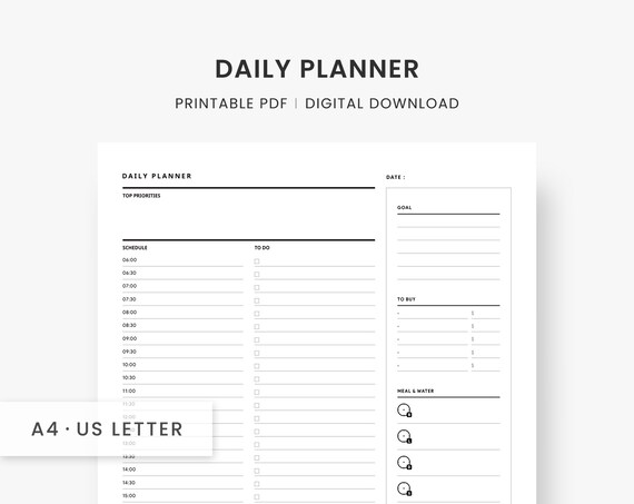 Daily Planner Printable Office Organizer Work to Do List & | Etsy