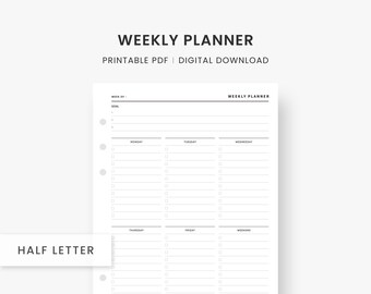 Undated Weekly Planner Printable/ Simple Weekly Organizer PDF/ - Etsy