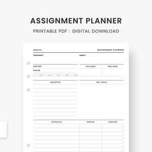 A5 Inserts : Study Planner Printable, Assignment Plan, Productivity ...