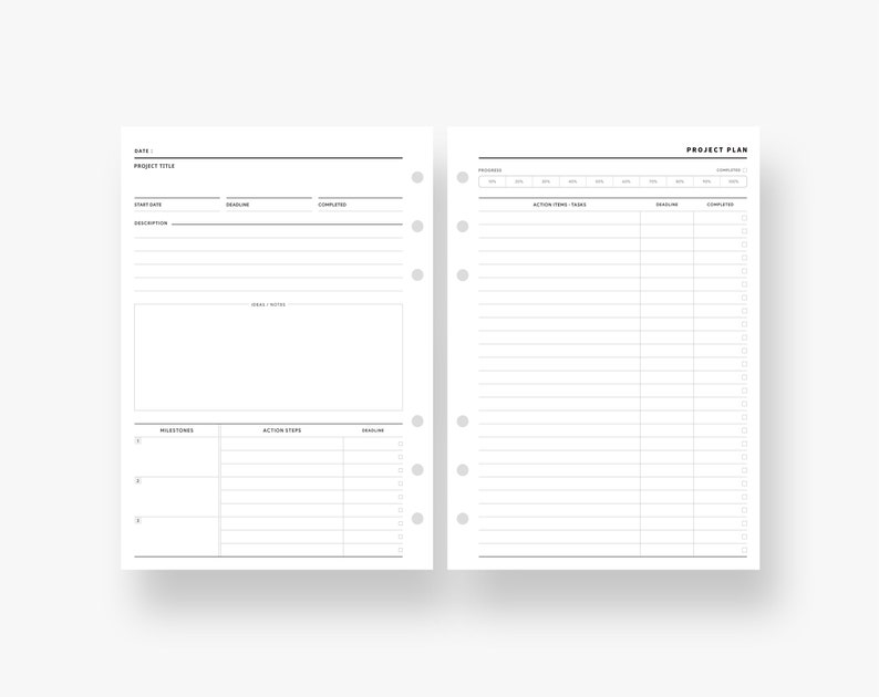Project Planner Printable Personal Wide Inserts Work - Etsy