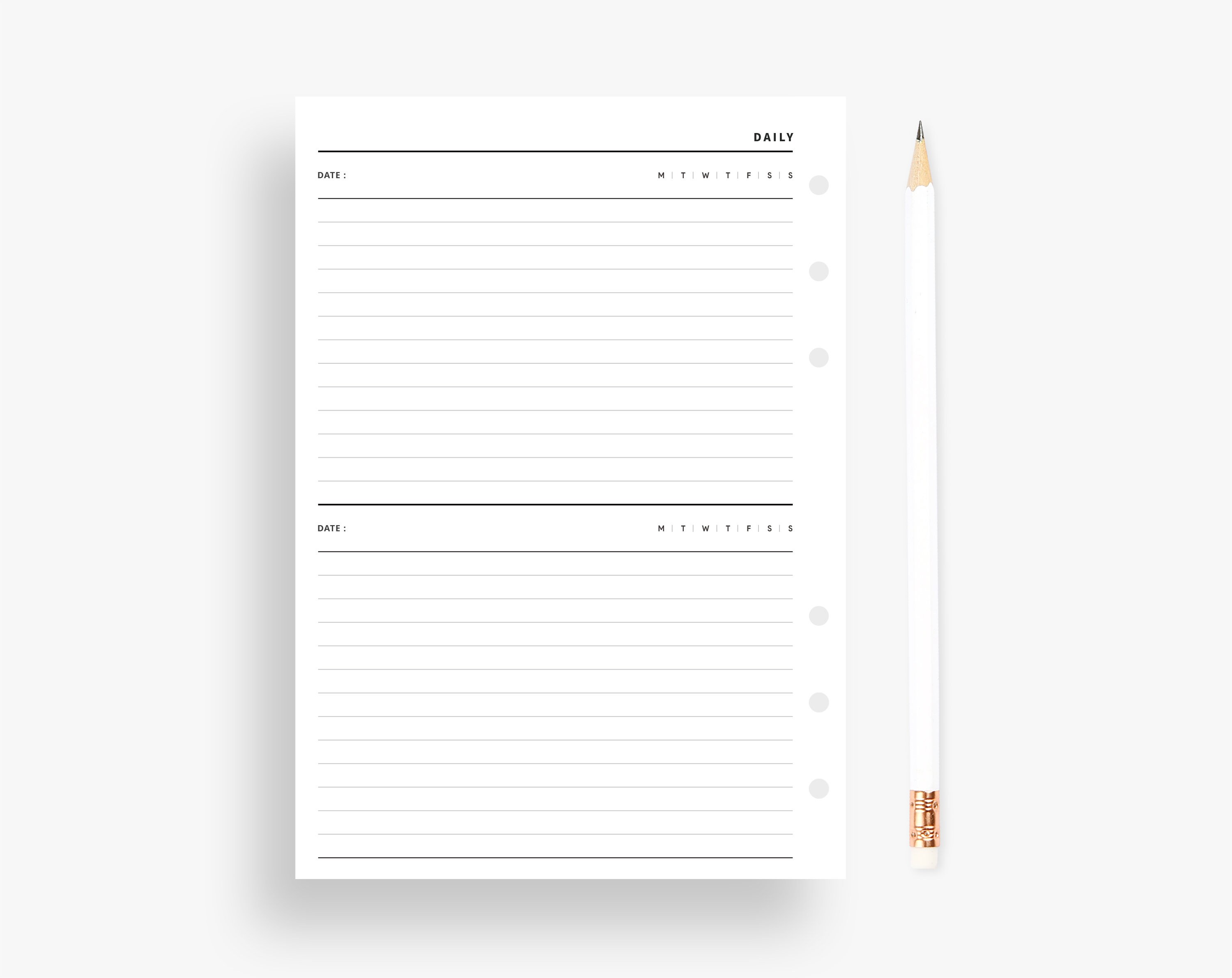 Daily Planner Printable, Personal Wide Inserts, Daily Diary, Daily ...