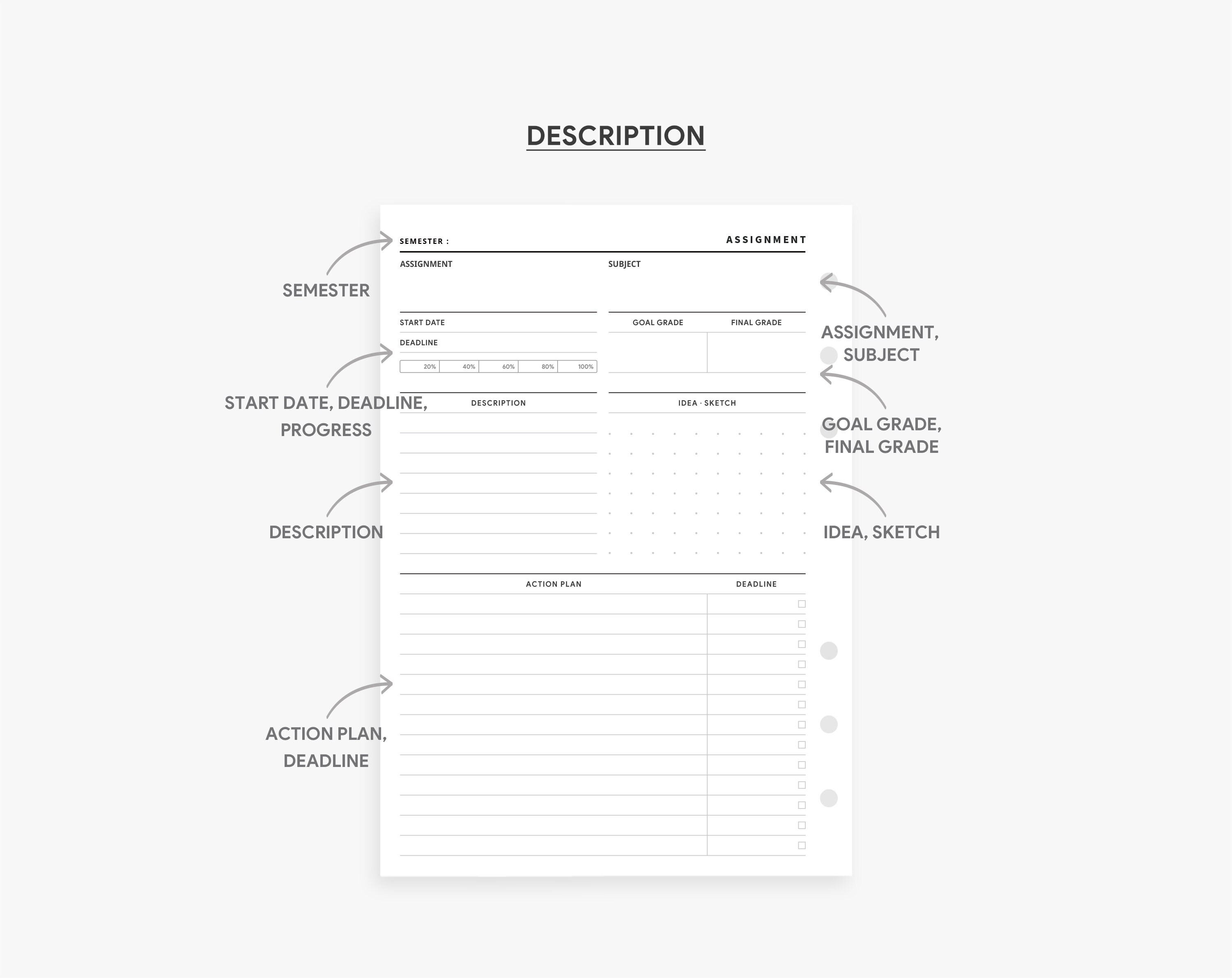 Assignment Plan Printable, Personal Wide Inserts, Student Planner ...