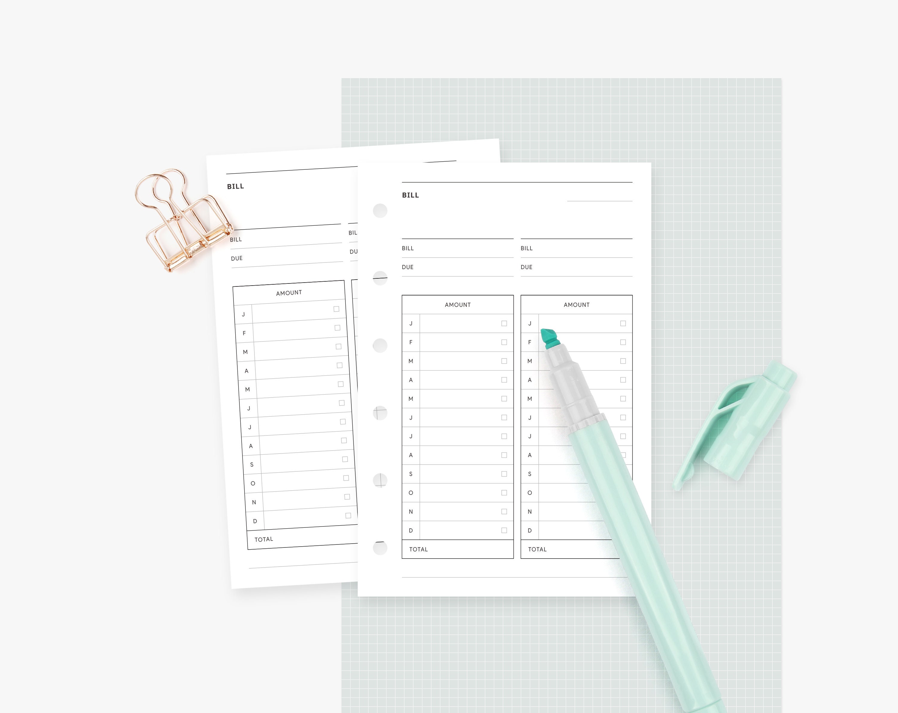 Pocket Inserts : Bill Tracker Printable, Bill Organizer, Bill Payment ...