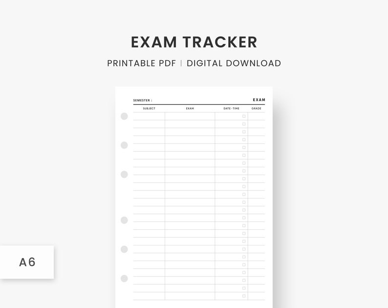 Exam Tracker, Exam Planner, Exam Schedule, Study Planner Printable ...