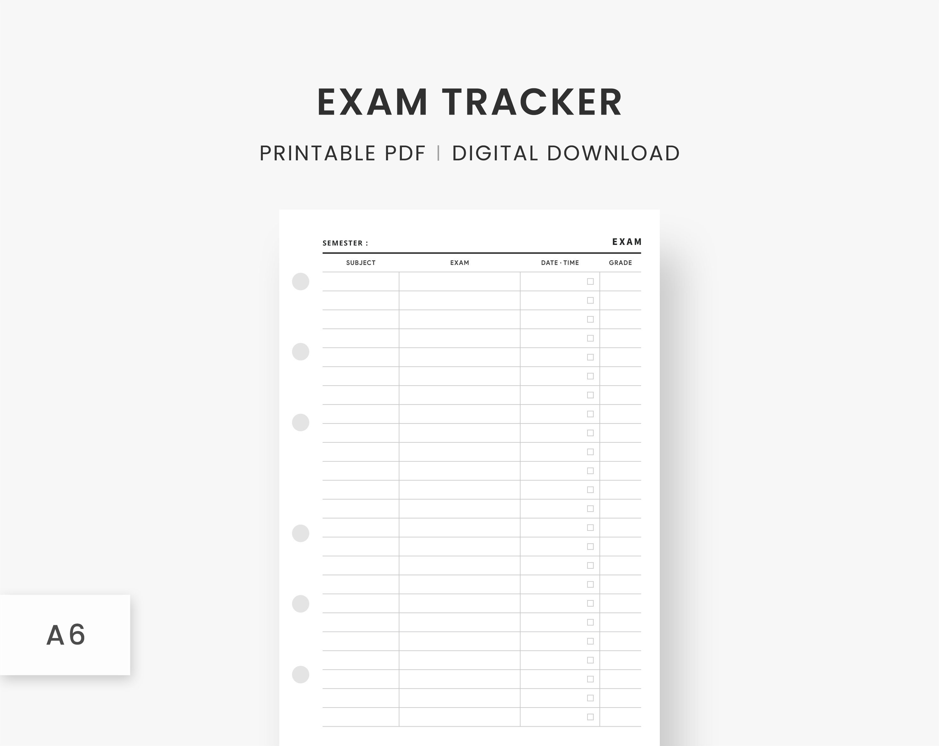 Exam Tracker, Exam Planner, Exam Schedule, Study Planner Printable ...
