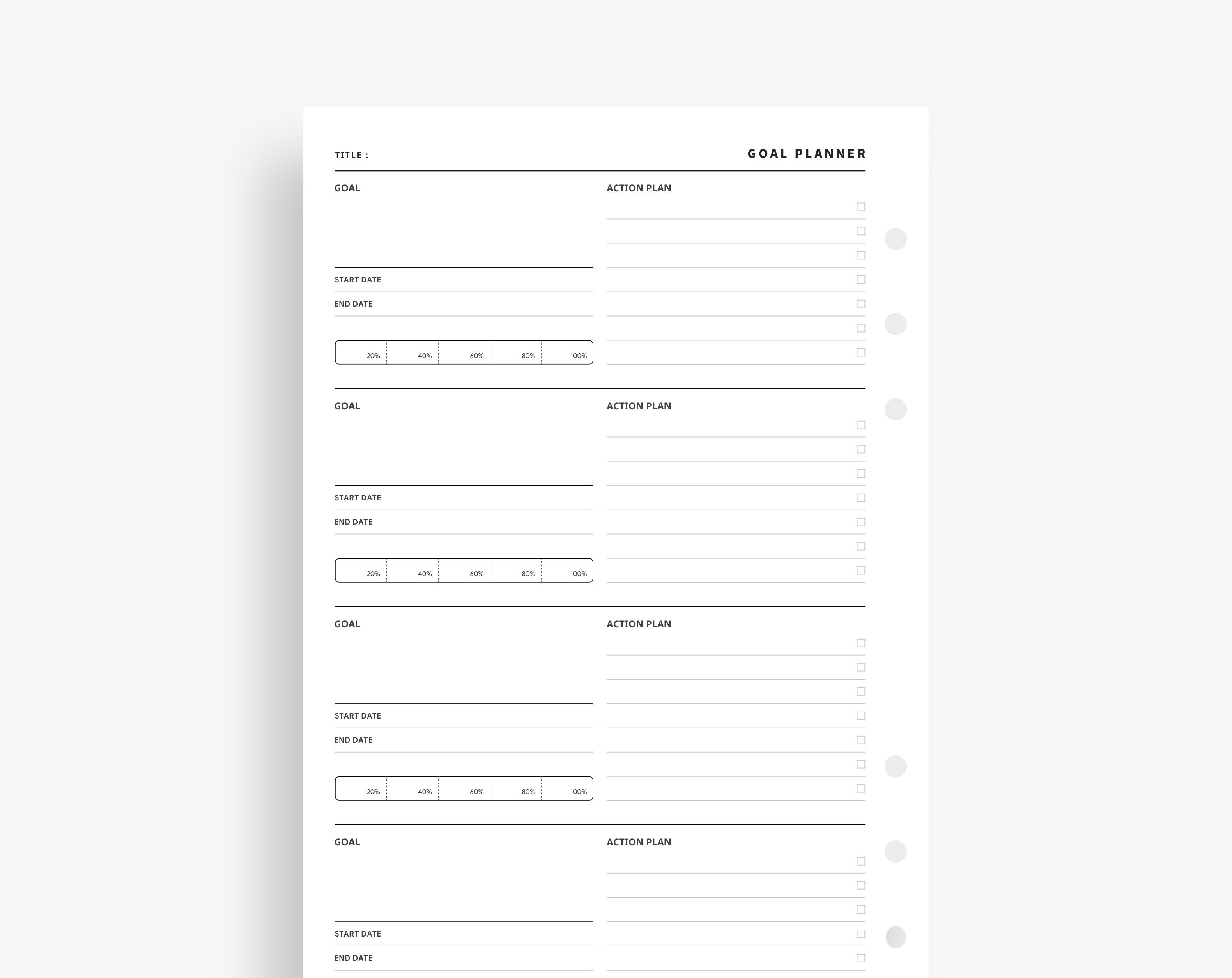 Goal Planner Printable, Goal Setting Page, Goal Tracker With Progress ...