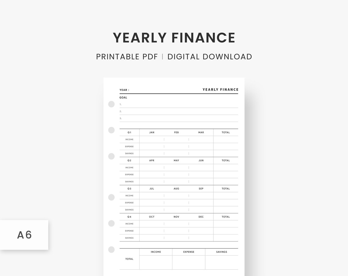 Yearly Finance Planner, Annual Finance, Financial Planner, Finance ...