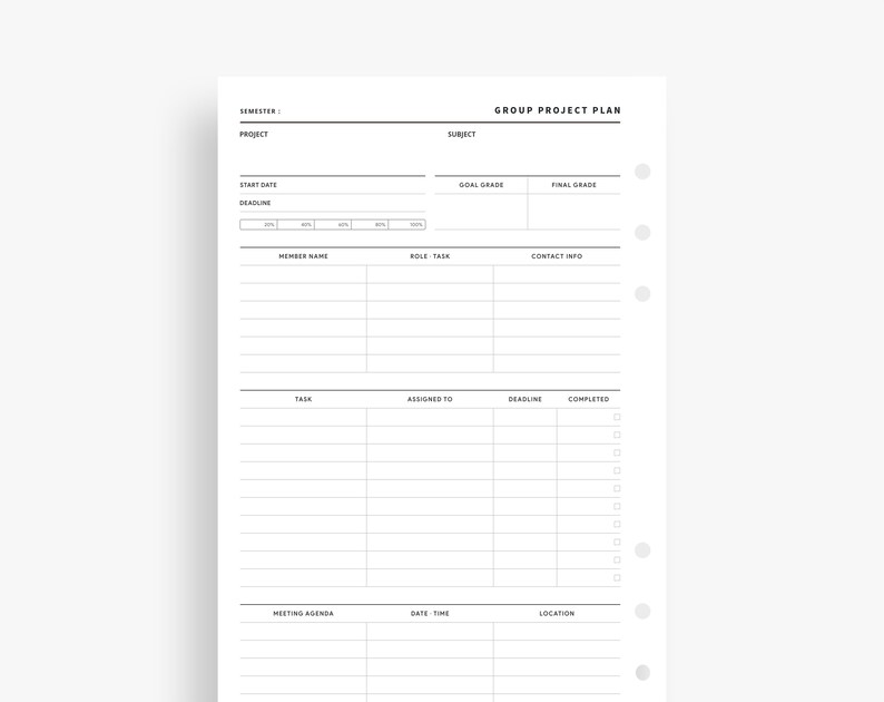 Group Project Planner Printable, Academic Planner, Student Project ...