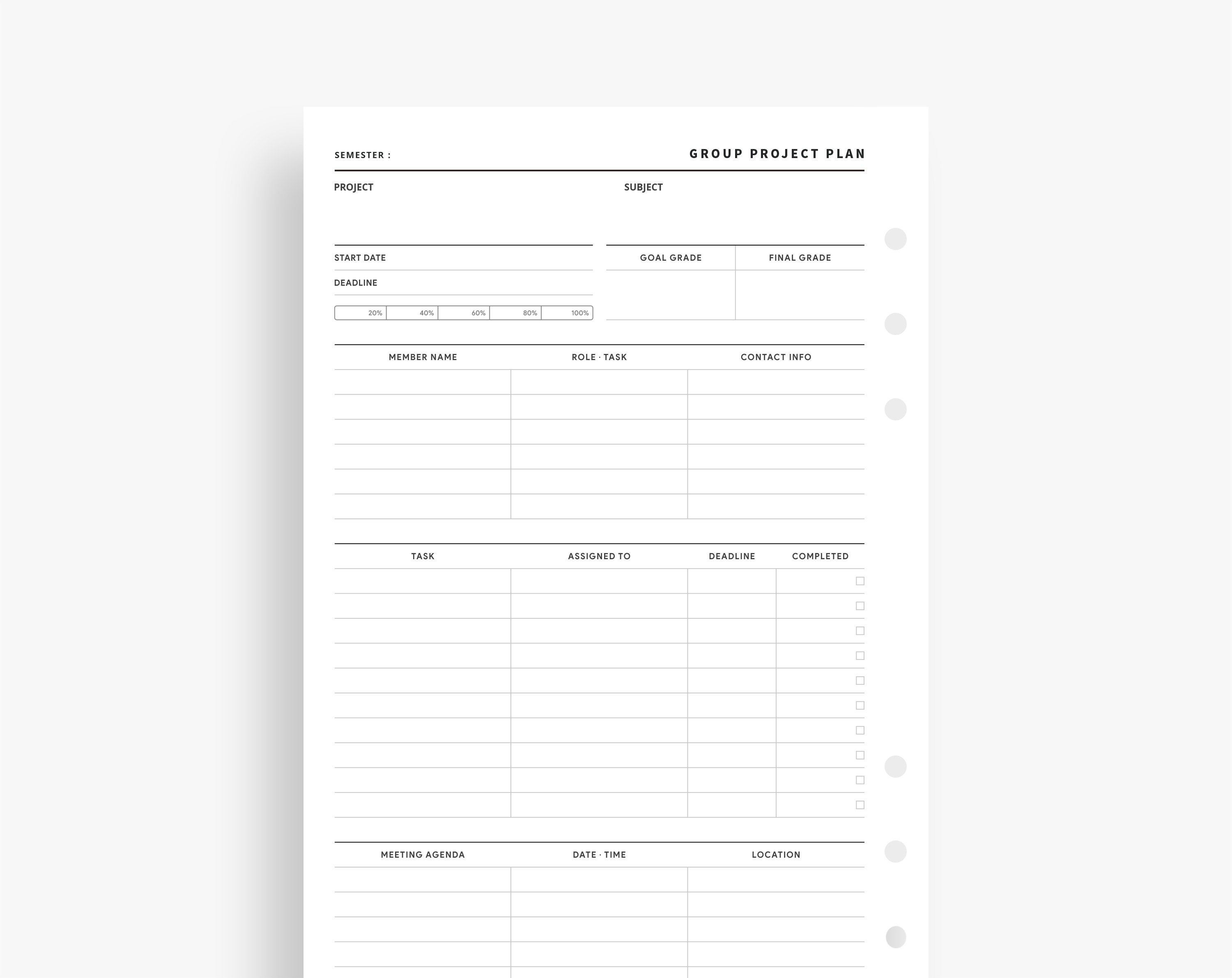 Group Project Planner Printable, Academic Planner, Student Project ...