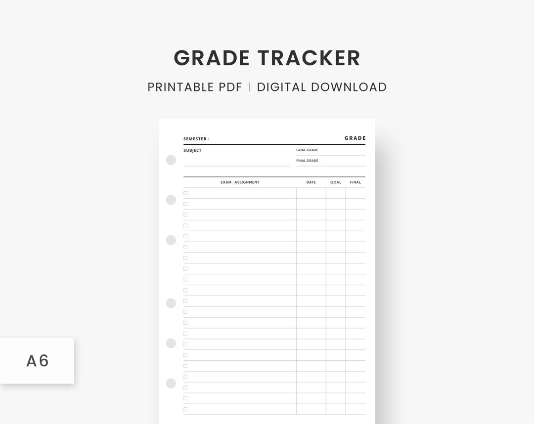 A6 Inserts : Grade Tracker, Grade Log, Student Planner, Grading Tracker ...