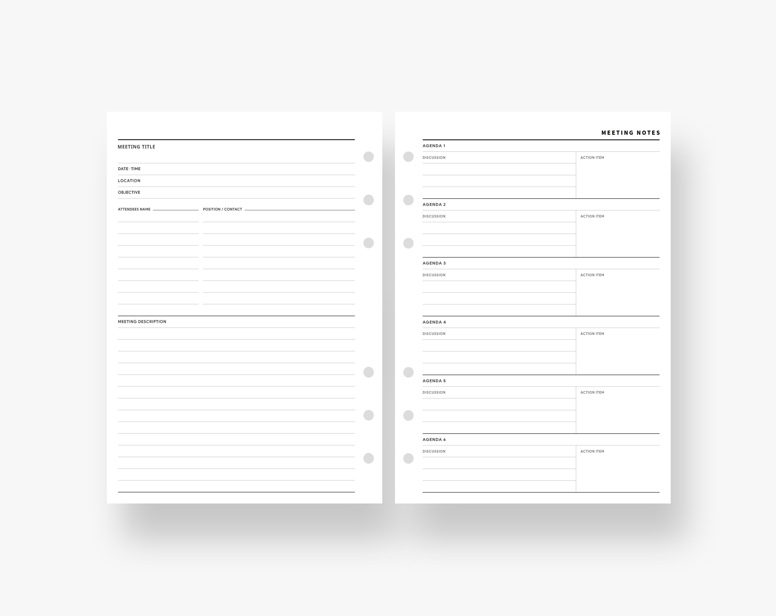 Meeting Agenda Printable, Meeting Notes, Meeting Minutes, Meeting ...