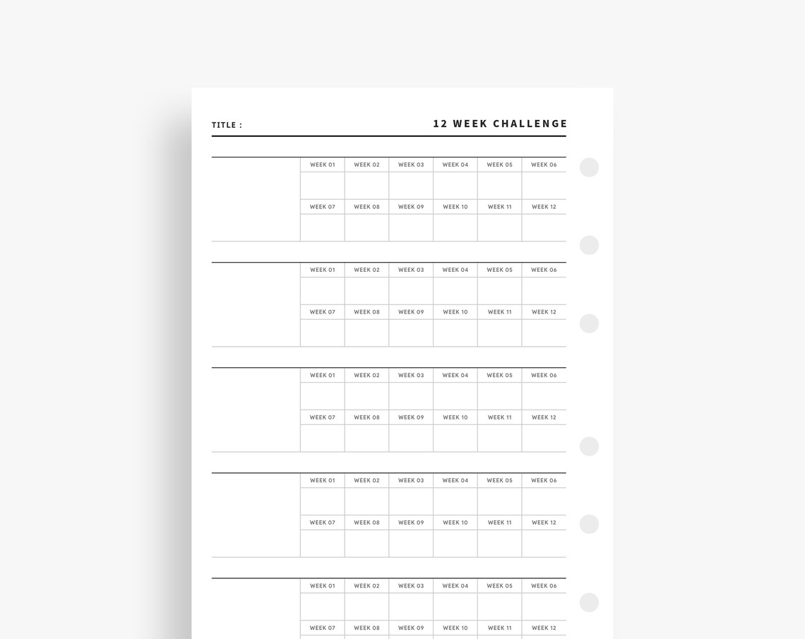12 Week Challenge Habits Tracker 12 Week Tracker Challenge - Etsy