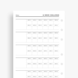 12 Week Challenge, Habits Tracker, 12 Week Tracker, Challenge Tracker ...