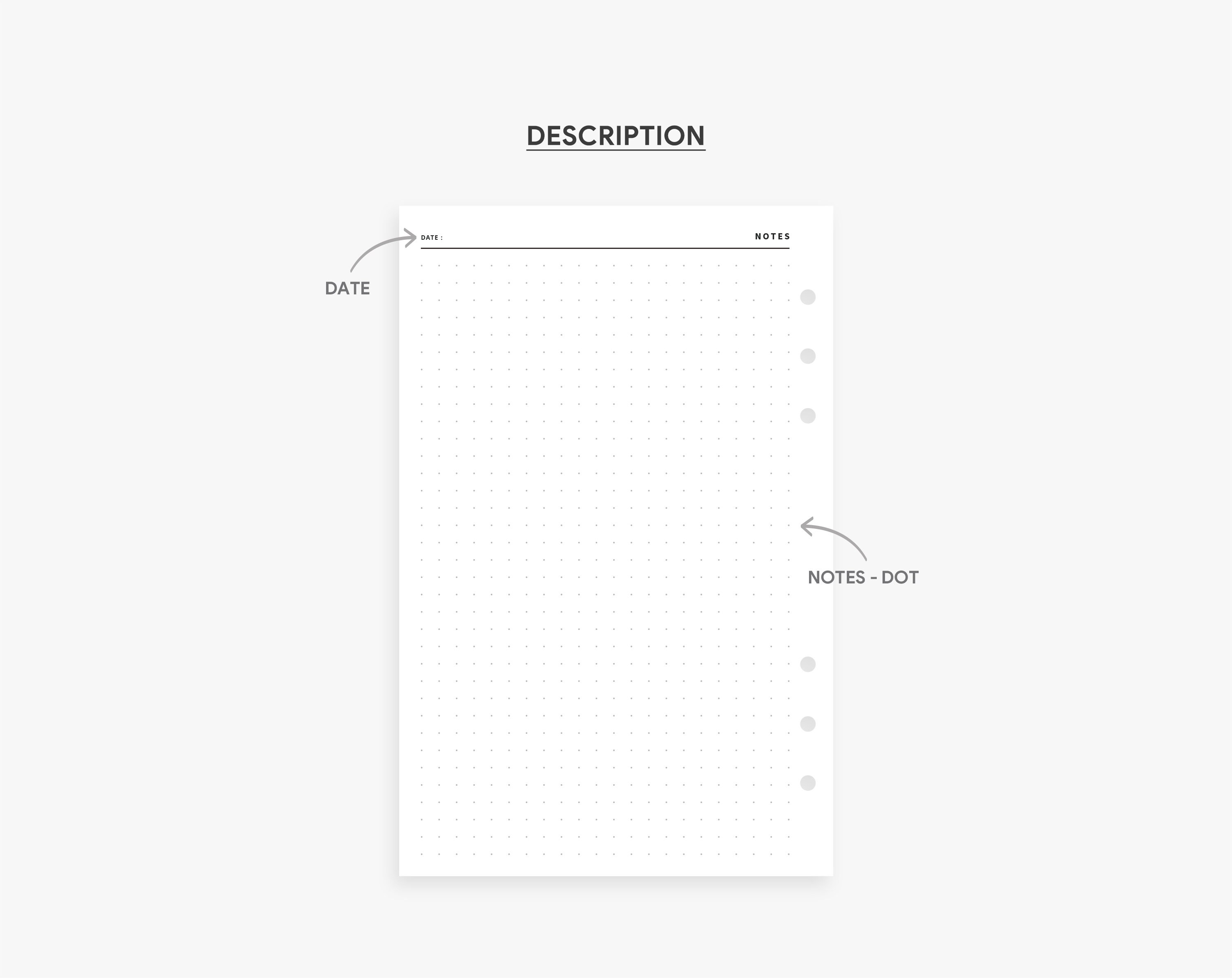 Printable Notes With Dot, Half Letter Inserts, Notes Taking Template ...