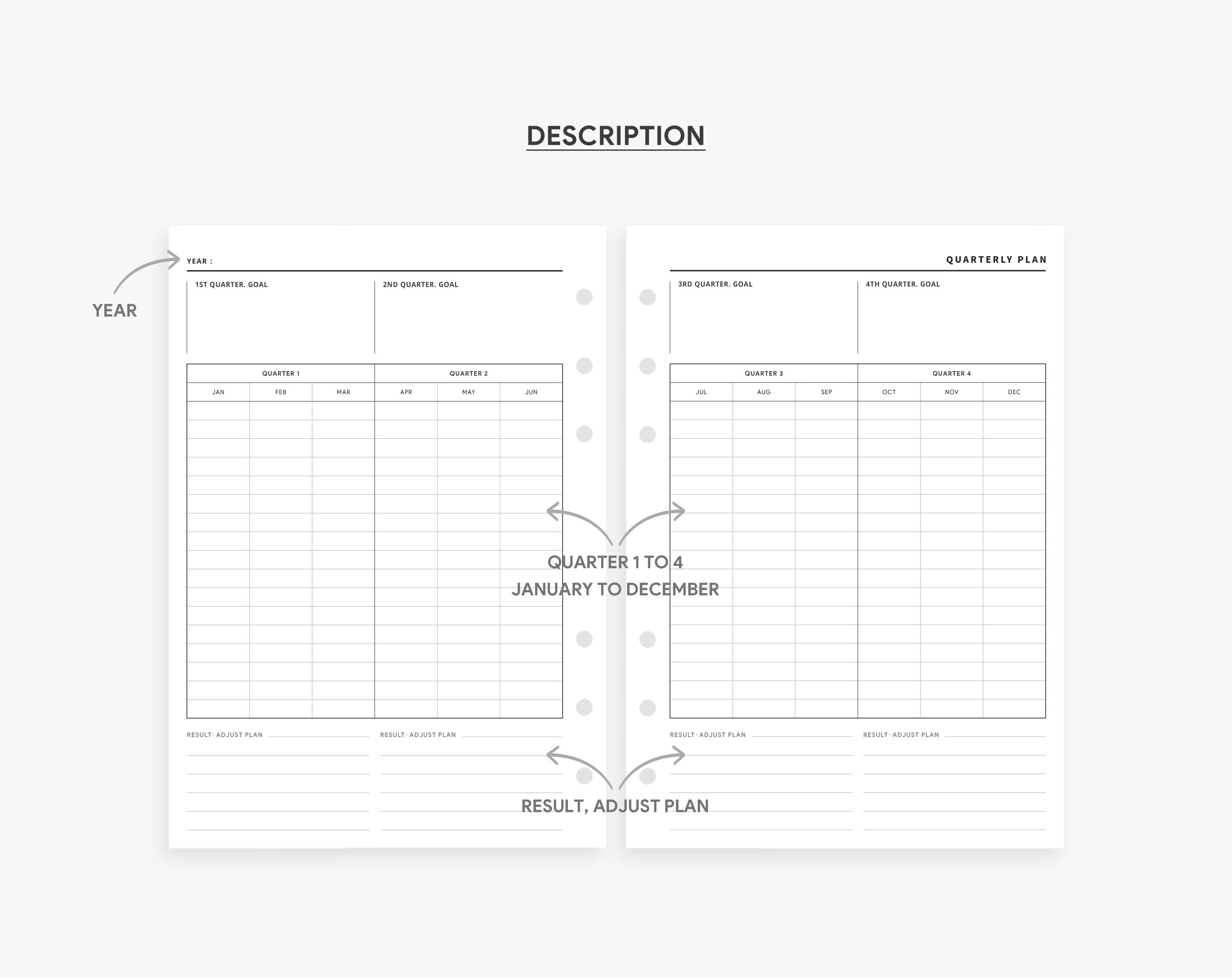 Quarterly Planner Printable, Personal Wide Inserts, 12 Month Planner ...