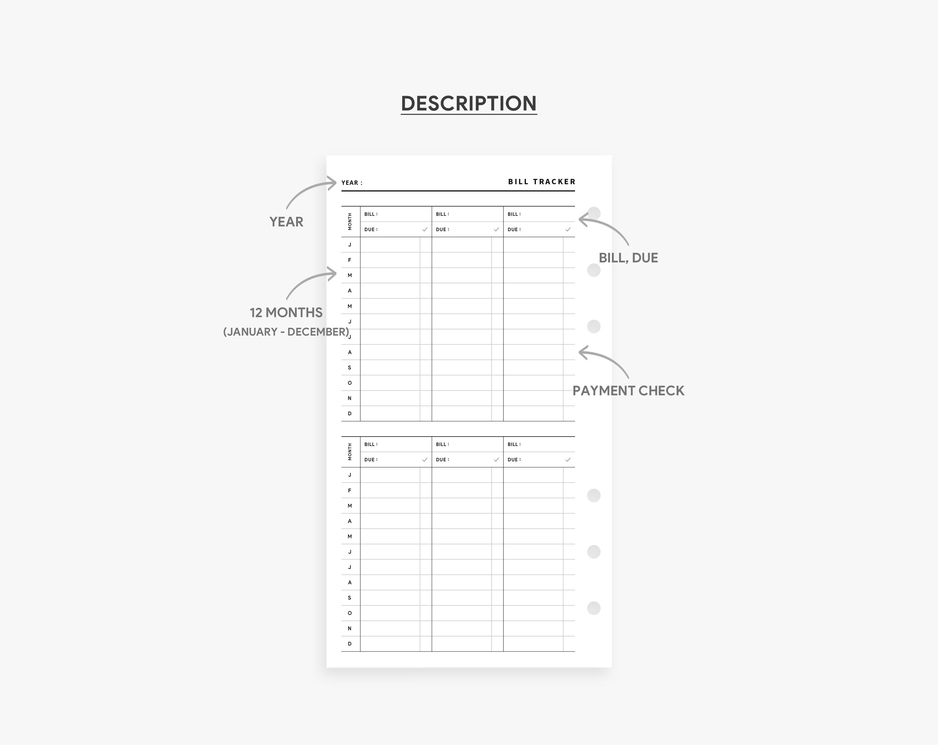 Personal Inserts : Bill Organizer, Bill Tracker, Bill Due, Monthly Bill ...