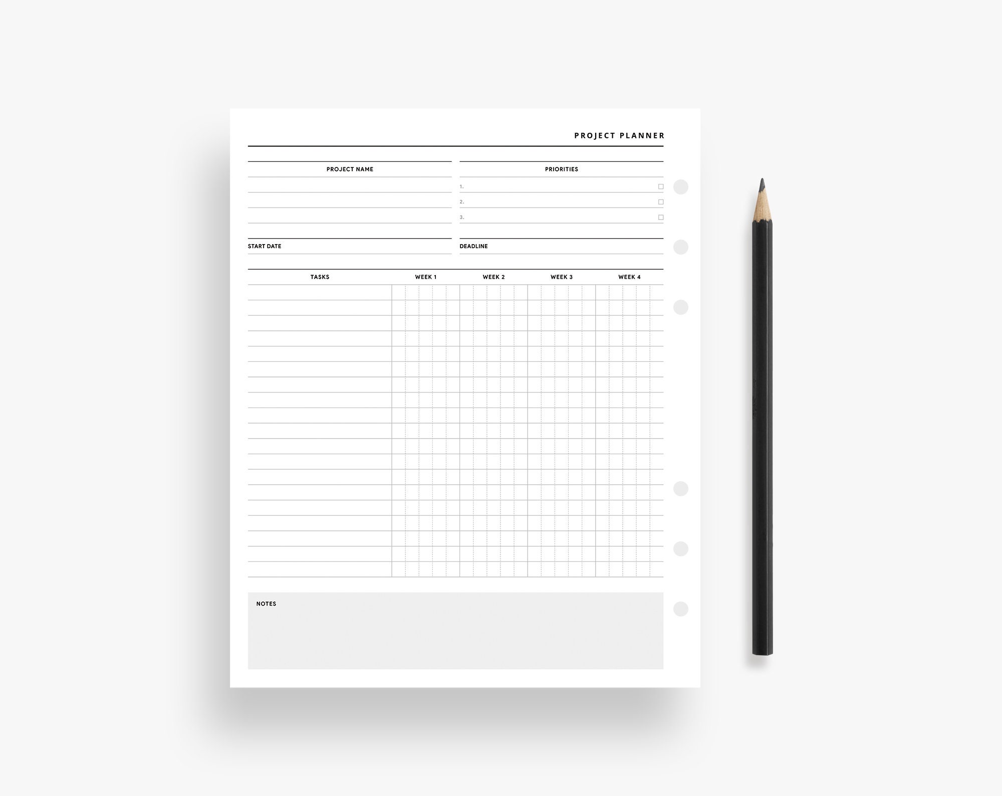 A5 Wide Inserts : Project Planner Printable, Work Productivity, Project ...