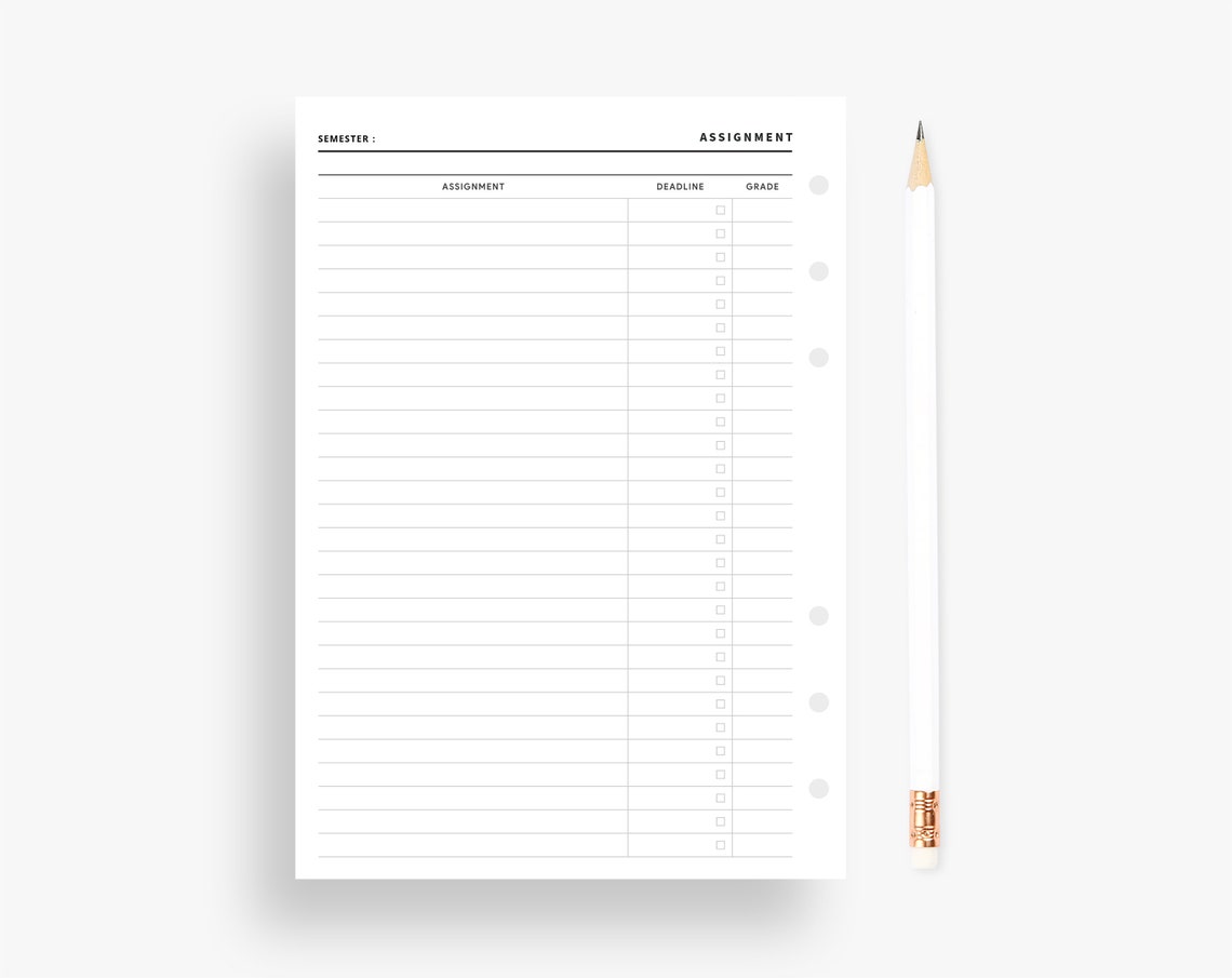 Assignment Tracker Printable Personal Wide Inserts - Etsy