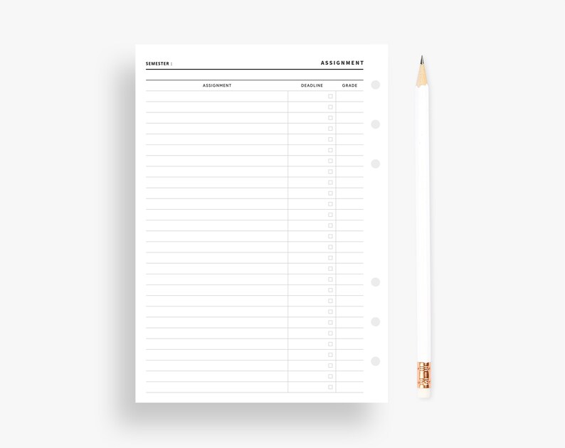 Assignment Tracker Printable, Personal Wide Inserts, Assignment Planner ...