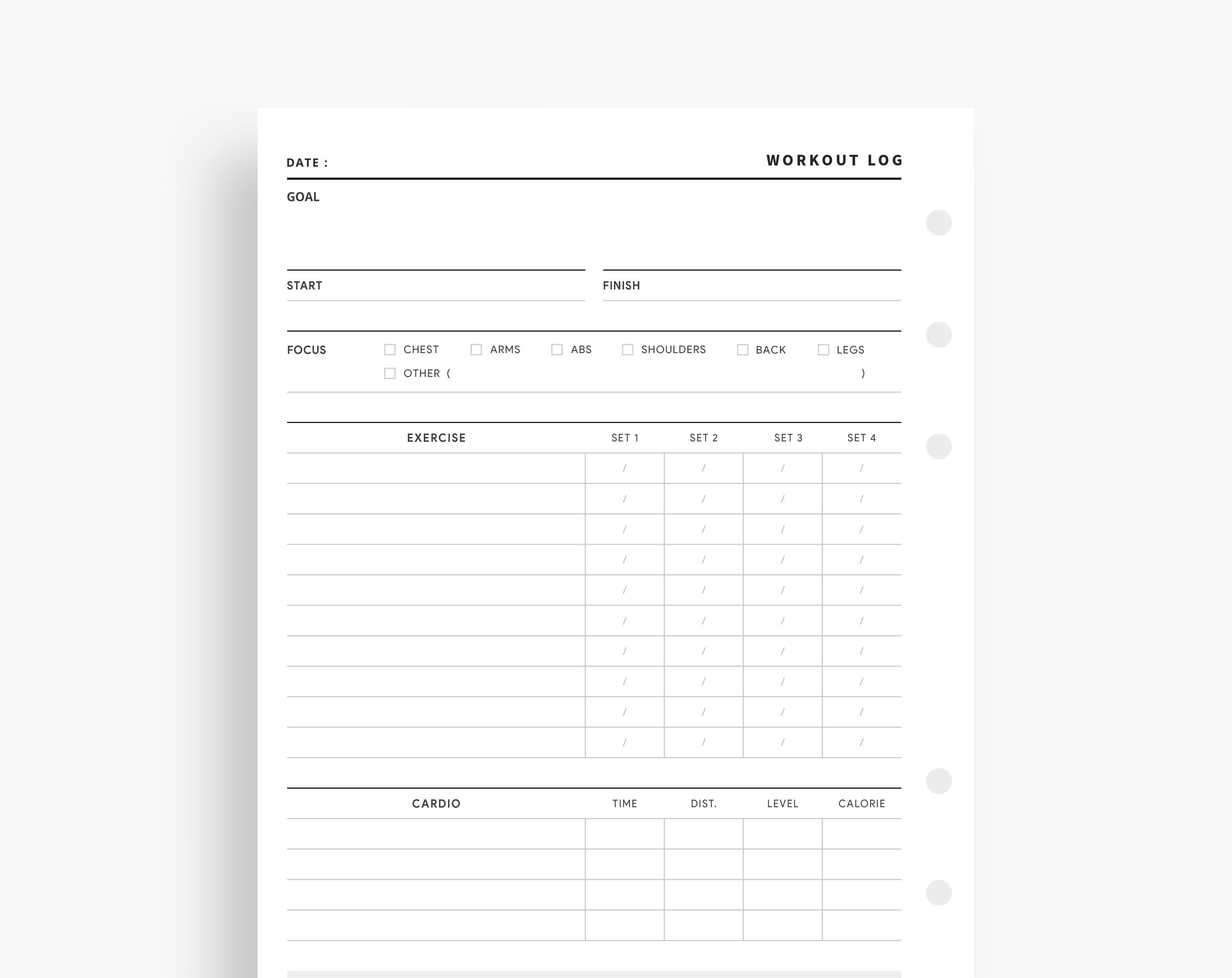 Workout Planner Printable, Exercise Planner, Personal Wide Inserts ...