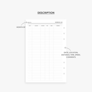 Running Log Printable, Exercise Log, Half Letter Inserts, Workout Log ...