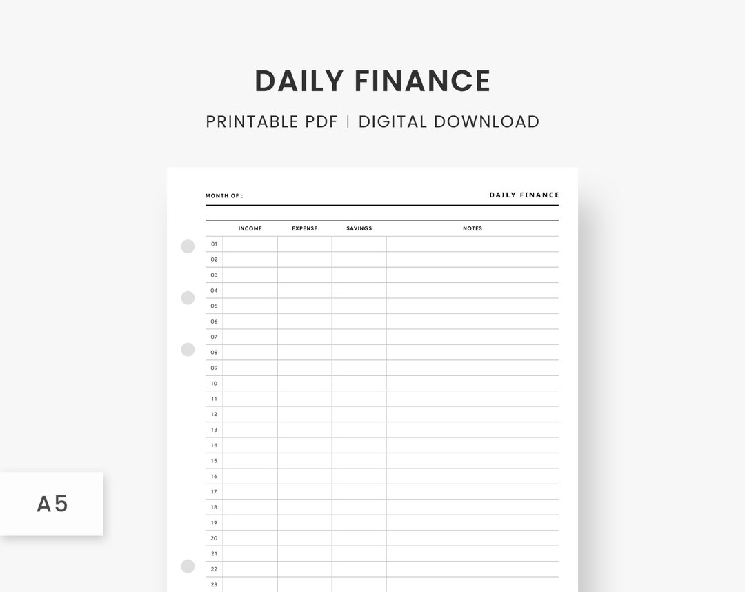 A5 Inserts : Financial Planner, Finance Planner, Finance Tracker, Daily ...