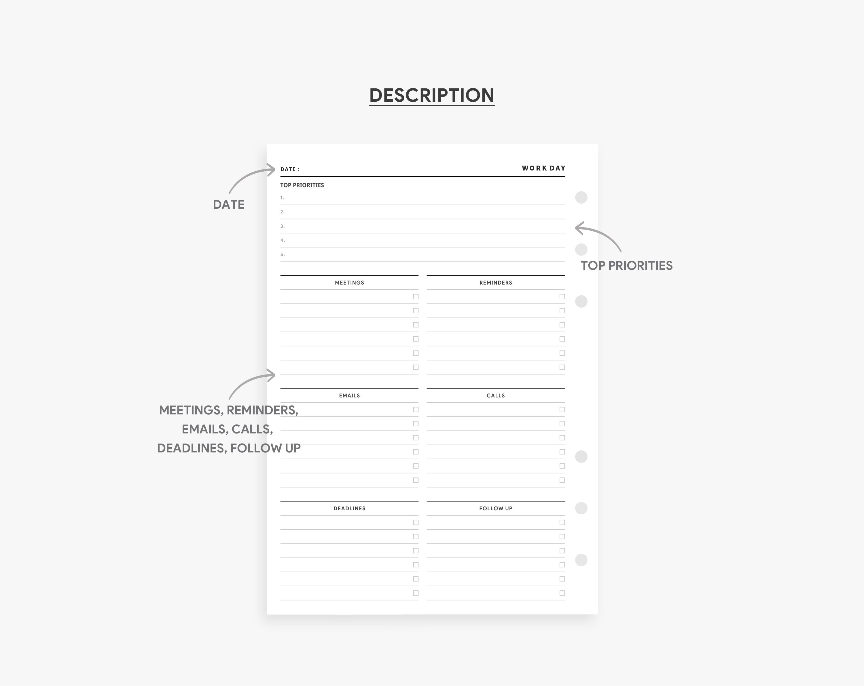 Workday Planner Printable, Personal Wide Inserts, Workday Organizer ...