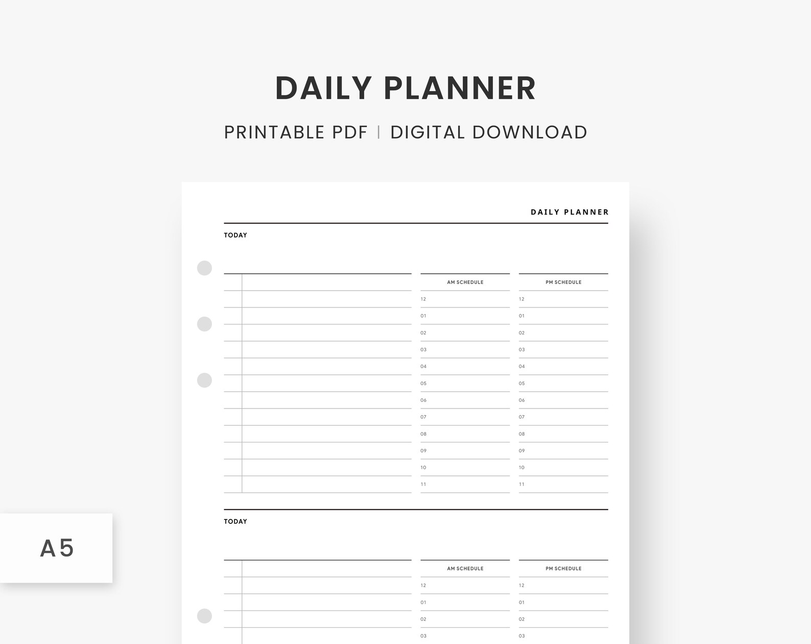 A5 Inserts : Daily Schedule Planner Printable Daily | Etsy