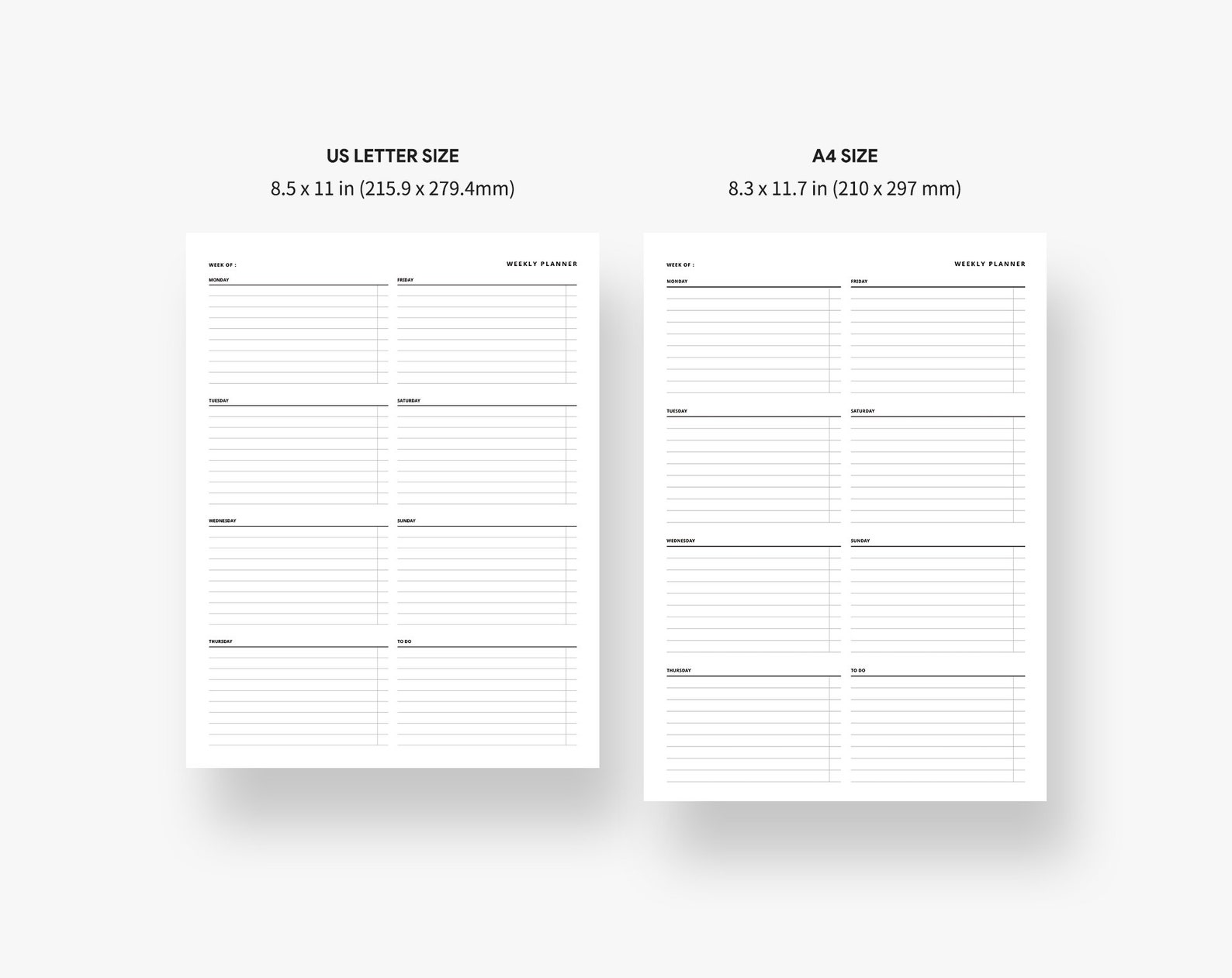 Vertical Undated Weekly Planner, Printable A4, Letter Size Weekly ...