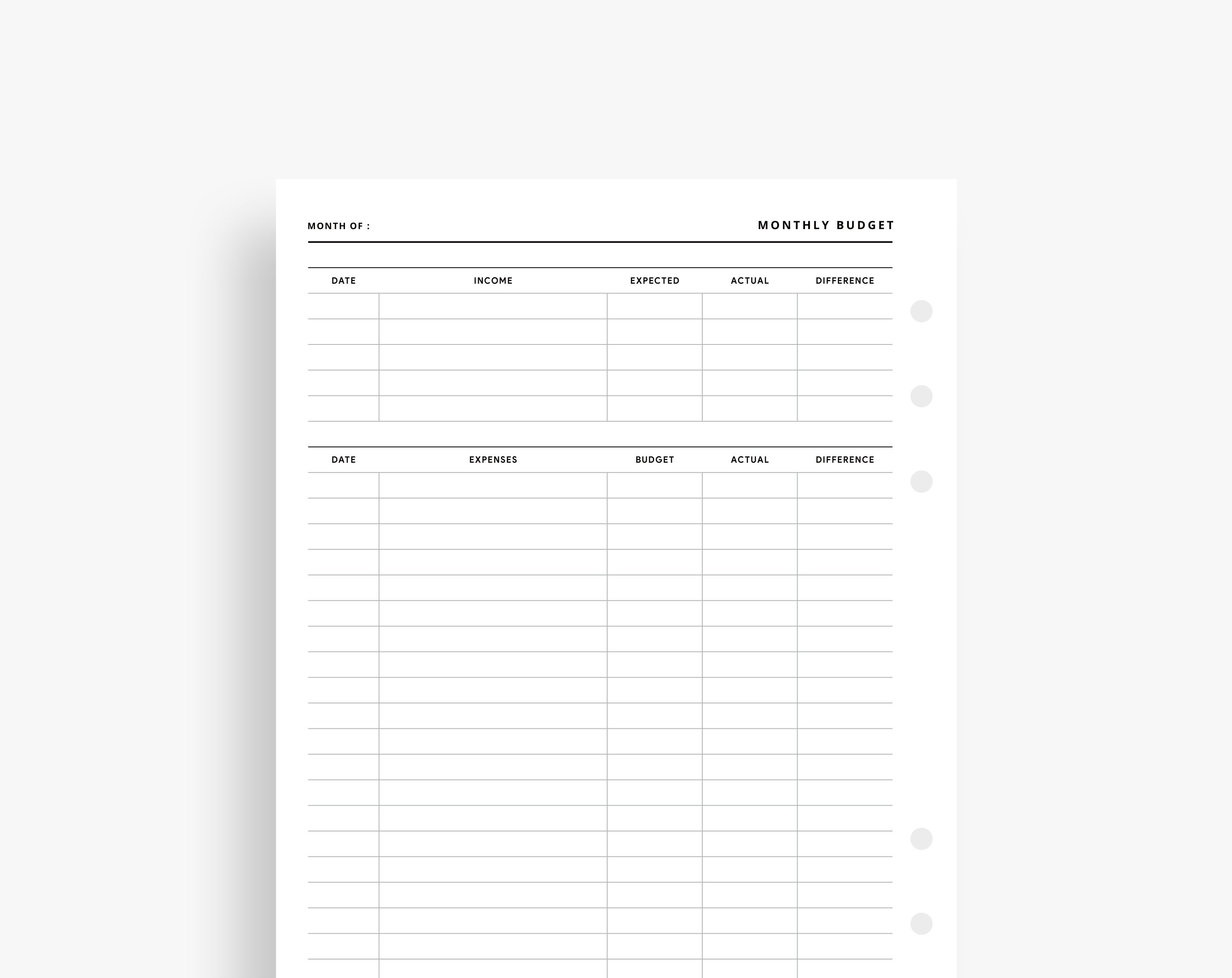 A5 Inserts : Monthly Budget, Budget Planner, Budget Tracker, Budget ...