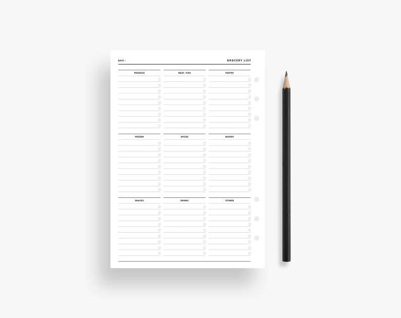 A5 Inserts : Grocery List Printable Grocery Shopping With | Etsy