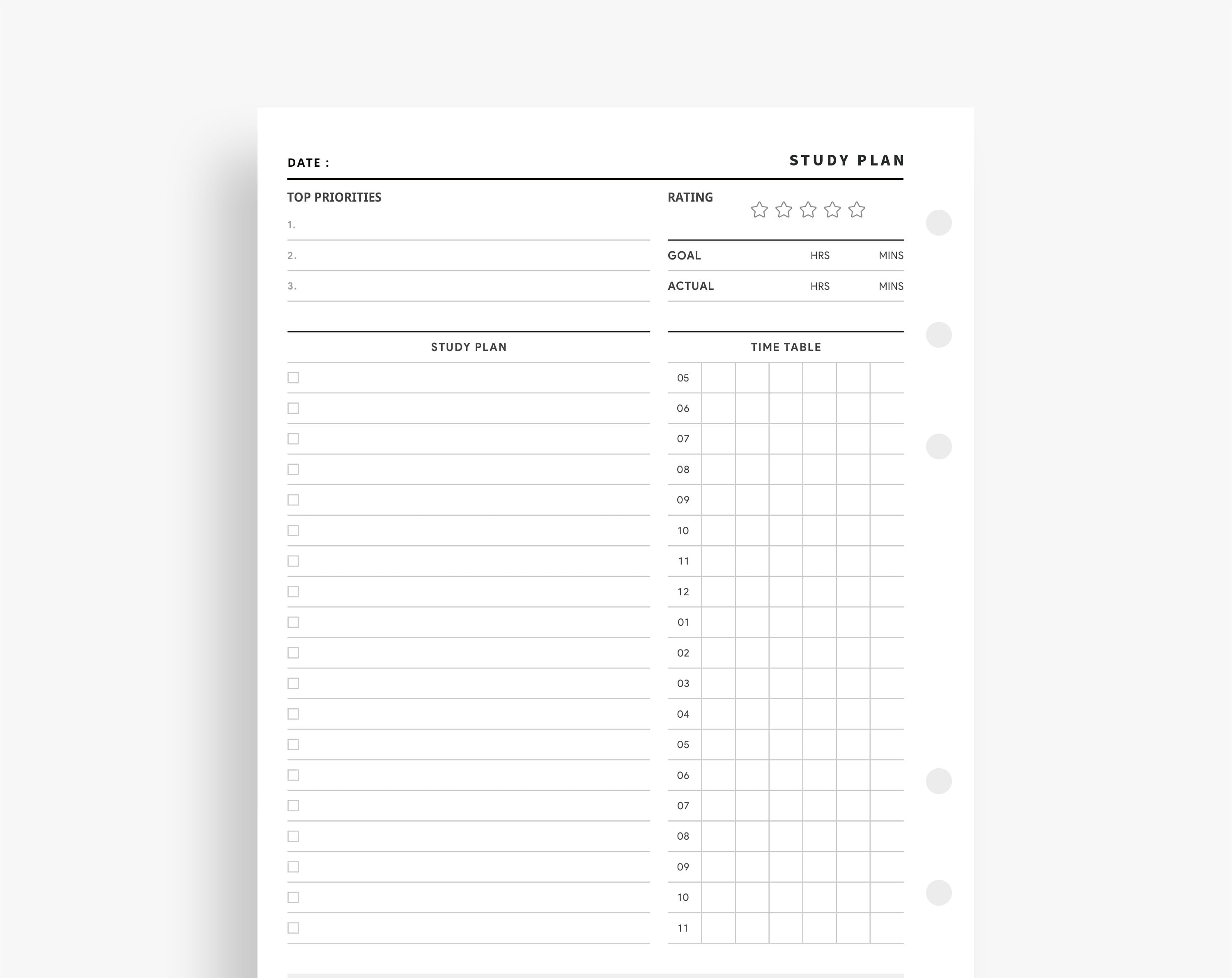 Study Planner Printable, Personal Wide Inserts, Student Planner ...