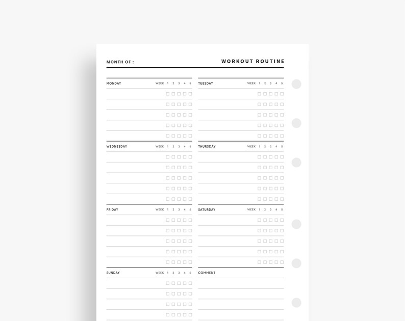 A6 Inserts : Workout Routine Workout Planner Workout - Etsy