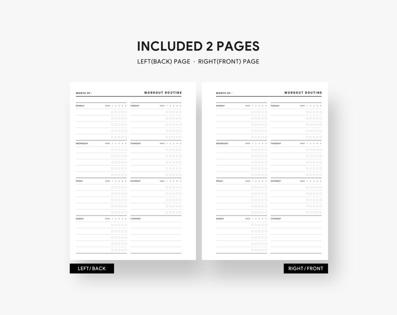 A6 Inserts : Workout Routine Workout Planner Workout - Etsy