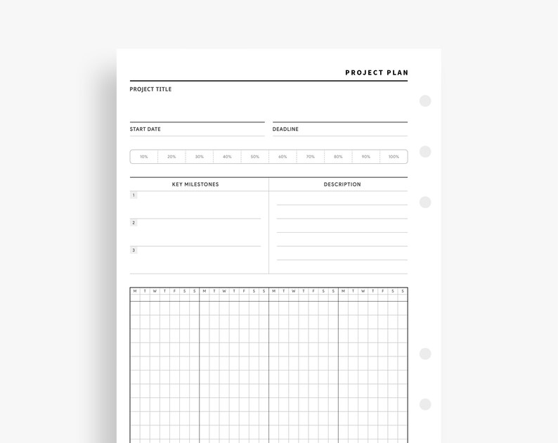 Project Planner Printable, Personal Wide Inserts, Project Timeline ...