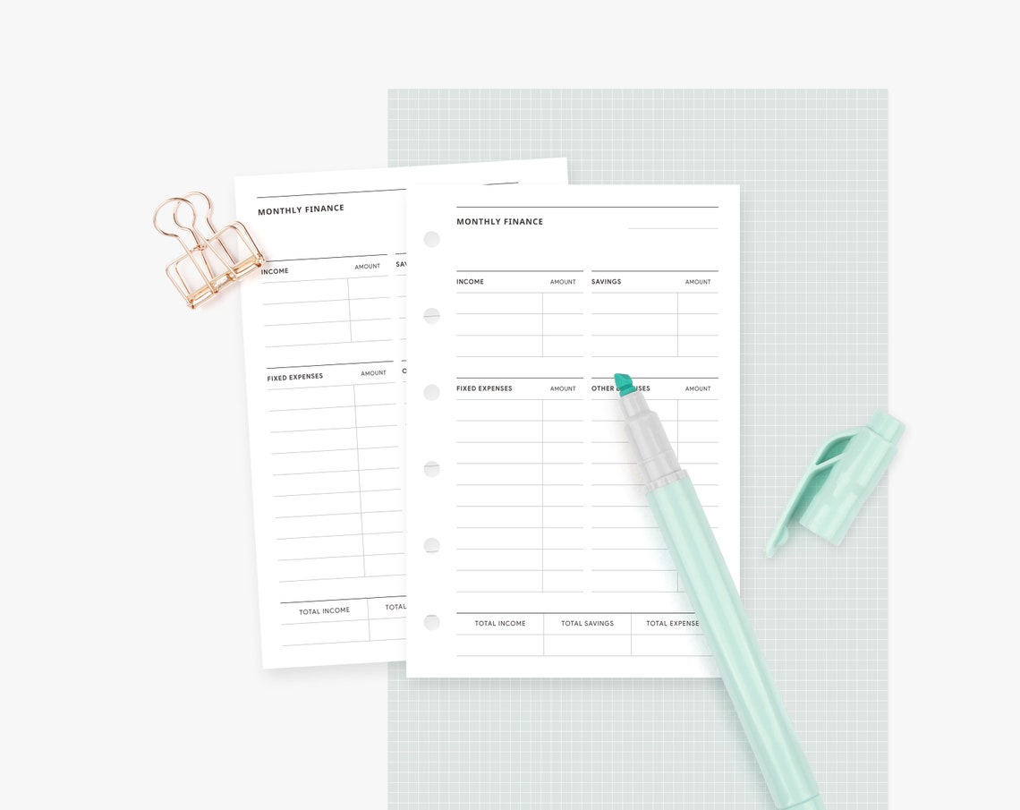 Pocket Inserts : Monthly Budget Planner Printable Financial | Etsy