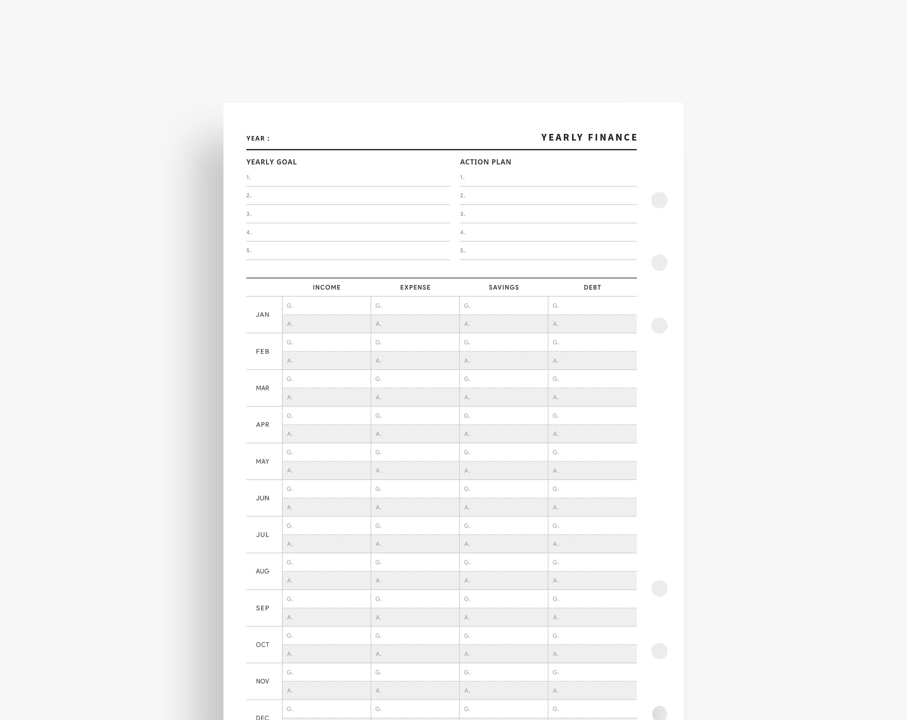 Printable Yearly Finance Planner, Annual Planner, Finance Tracker, Half ...