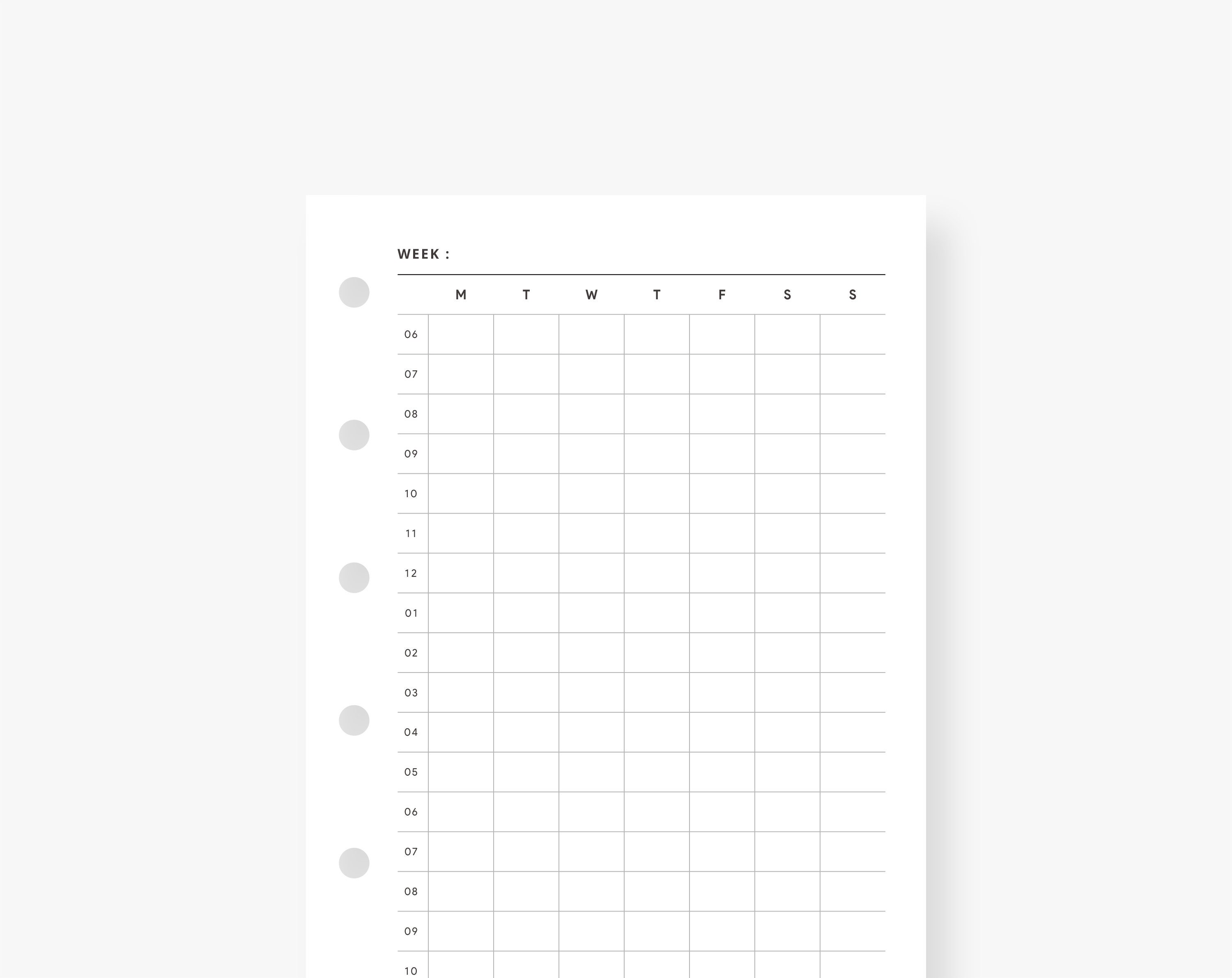 Pocket Inserts : Weekly Schedule Printable, Hourly Agenda Planner, Week ...
