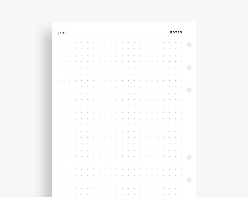 Notes Dot, Personal Wide Inserts, Note Taking, Note Paper Printable ...