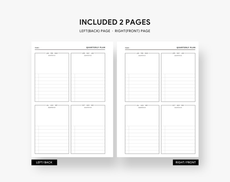 Quarterly to Do List, Quarterly Goal, Quarterly Planner, Personal Wide ...