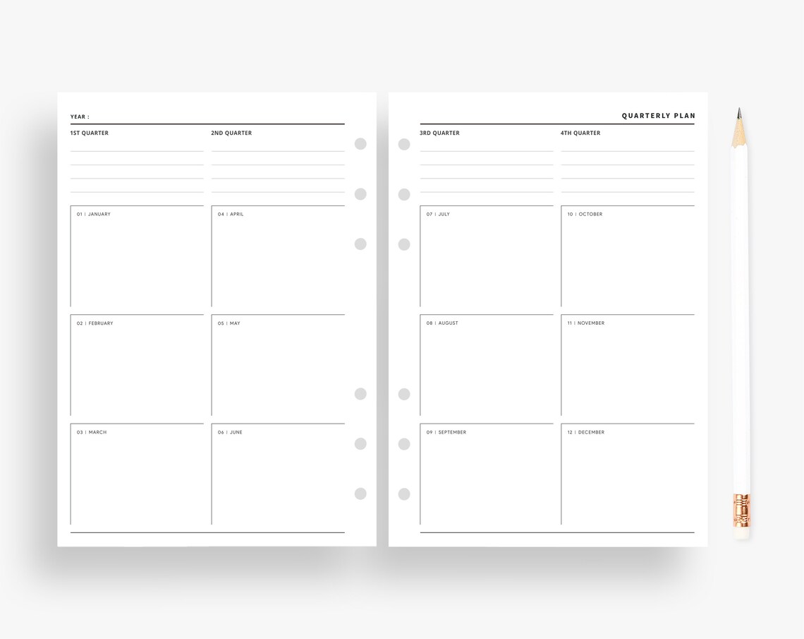 12 Month Planner Printable Quarterly Planner Yearly Planner - Etsy