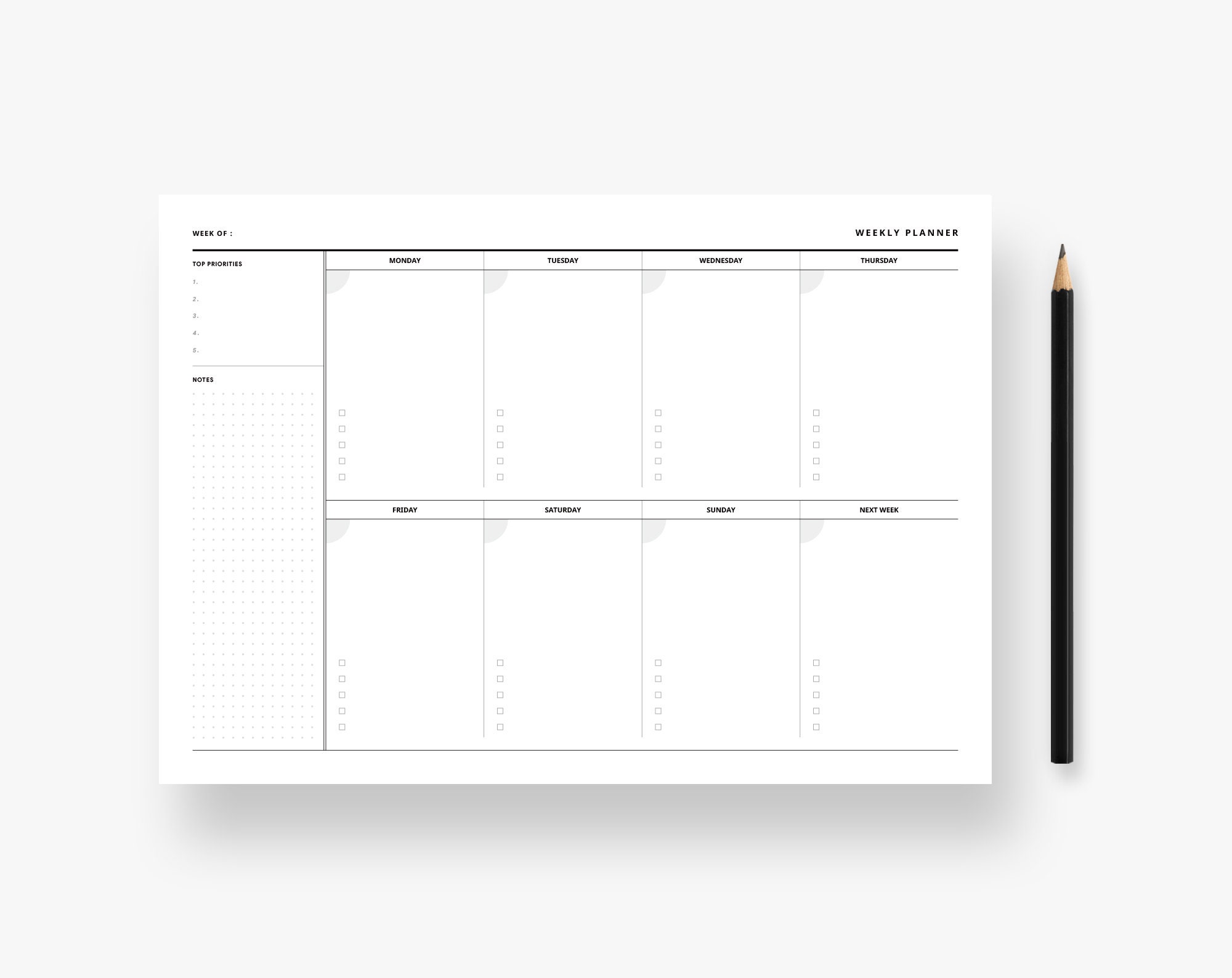 Weekly Planner Printable, to Do List and Undated One Week Work Schedule ...